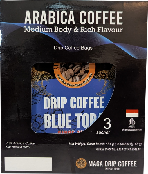 Maga Blue Toba Drip Coffee Bag 3x17g Indonesian - Seggaf Pte. Ltd.